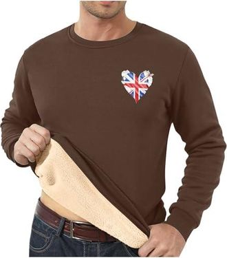 Generic Sweat-shirt en polaire confortable pour homme, printemps, automne, hiver, col rond, sans capuche, plus velours épais, impression 2D, drapeau national 