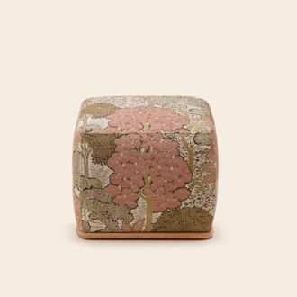 Madura Pouf Arnel Alisia naturel et rose orang&eacute; - ORANGE