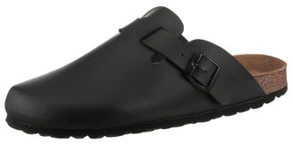 Man's World Clog MANS WORLD, Herren, Gr. 41, schwarz, Lederimitat, Schuhe Clog, Sandale, Hausschuh mit Tieffu&szlig;bett