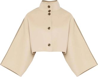 Yves Salomon Femme, Blouses et Chemises, Beige, Taille: 44 FR Veste cape courte double face en m&eacute;lange de cachemire
