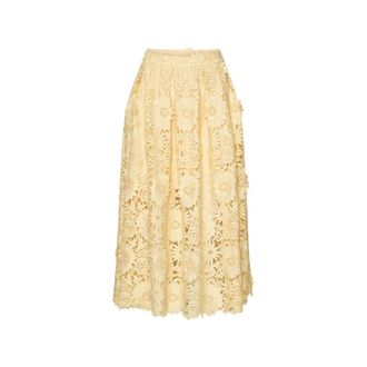 Rotate 3D Lace Midi Skirt - - Skirts - Damen - Beige - L