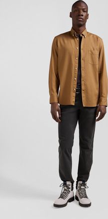 Eden Park Chemise En Piqu&eacute; Coton Unie Noisette Coupe Regular