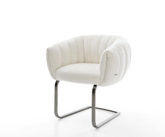 DELIFE Freischwinger Jada-Flex Boucl&eacute; Soft Beige Freischwinger flach Graphit Taschenfederkern, Esszimmerst&uuml;hle