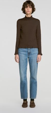 Sandro T-shirt smock&eacute; &agrave; col volant&eacute;