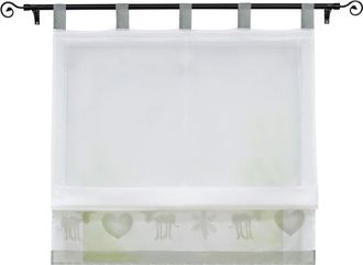 Joyswahl Voile Raffrollo mit Schlaufen Weihnachten halptransparenter Gardine »Elch« Schals Fenster Vorhänge BxH 100x155cm Grau 1er Pack