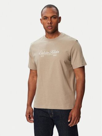 Calvin Klein Jeans T-Shirt LV04RG822G Dunkelbeige Regular Fit