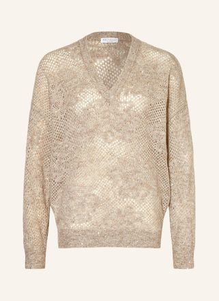 Brunello Cucinelli Brunello Cucinelli Pullover Mit Glitzergarn Und Pailletten grau