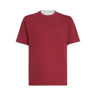 Brunello Cucinelli Short Sleeve Crew Neck T-shirt - - Tops - Herren - Rot - XL