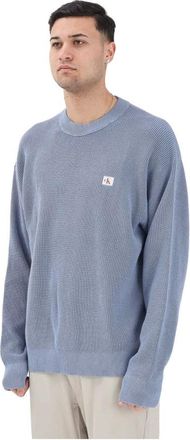 Calvin Klein Jeans Homme, Pulls, Bleu, Taille: L Pull en maille gaufr&eacute;e de coton