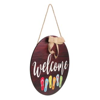 DOITOOL SECFOU Rustikales Holz willkommensschild Rund Dekoratives Fronttür hängeschild aus Robustem Yangholz sperrholz Einfach zu Montieren Wetterfestes Tür d