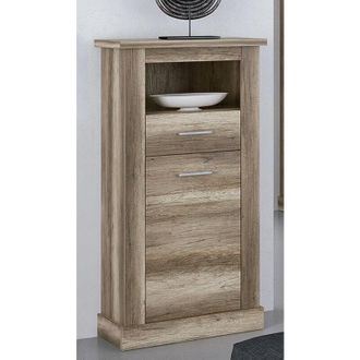 PEGANE Buffet haut, meuble de rangement coloris Ch&ecirc;ne vieilli - Longueur 66 x Profondeur 36,60 x Hauteur 135 cm -PEGANE