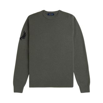 Fred Perry Rundhals-Strickware - - Knitwear - Herren - Gr&uuml;n - M