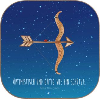 Mr. & Mrs. Panda gläseruntersetzer Sternzeichen Schütze - Geschenk, Untersetzer für Gläser, Geburtstag November, Coaster, Schützenfest, Quadratisch, Dezember, Getränke