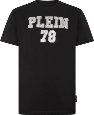 Philipp Plein Homme, Tops, Noir, Taille: 2XL T-Shirt Col Rond College