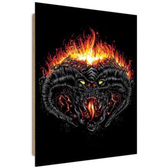 Feeby Tableau bois Le Seigneur des Anneaux t&ecirc;te de Balrog - 50 x 70 cm