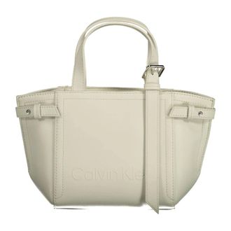 Calvin Klein Femme, Sacs, Blanc, Taille: ONE Size Sac &agrave; Main Blanc avec Fermeture &Eacute;clair