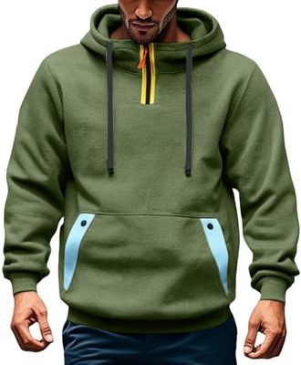 Generic Sweat &agrave; capuche uni printemps pour homme 2026 demi-fermeture &eacute;clair pour homme pull cargo quart de fermeture &eacute;clair pour entra&icirc;nement int&eacute;rieur et ext