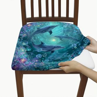 Generic Stuhl-Sitzbez&uuml;ge, dehnbar, abnehmbare Spandex-Kissenbez&uuml;ge mit Blasendruck, nautische dekorative Schonbez&uuml;ge f&uuml;r Wohnzimmer, 6 St&uuml;ck