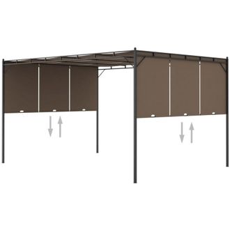 vidaXL Vidaxl - Belv&eacute;d&egrave;re de jardin avec rideau lat&eacute;ral 4x3x2,25 m Taupe
