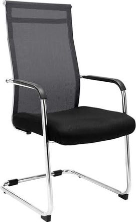 Clp Chaise Cantilever Brenda en Mailles I Chaise De Salle DAttente avec Accoudoirs I Pied Luge Métal, Couleur:Noir