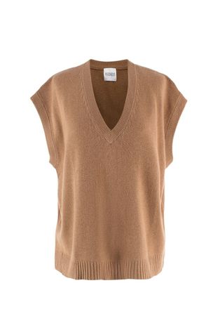 Madeleine Thompson Camel Wool-Blend Sweater Vest Size M