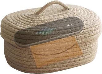 Generic Paniers de rangement en corde de coton avec couvercle, grande bo&icirc;te de rangement pour jouets, n&eacute;cessit&eacute;s quotidiennes, salles de classe, petits v&ecirc;teme