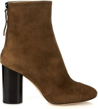 Generic Bottines élégantes en Daim à Bout Rond pour Femme, Bottines Courtes à Talon Compensé Tendance avec Fermeture éclair à Larrière Chaussures Habillées Dé