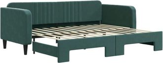 vidaXL Tagesbett Ausziehbar Dunkelgrün 90x200 cm Samt Vidaxl