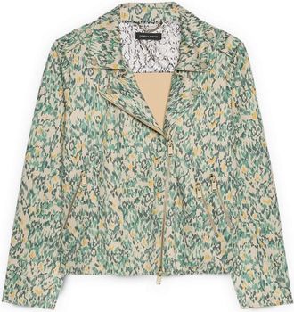 Fiorella Rubino Femme, Vestes, Vert, Taille: 56 FR Veste biker imprim&eacute;e toucher doux