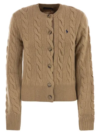 Polo Ralph Lauren Laine et cardigan en tricot de c&acirc;ble en cachemire