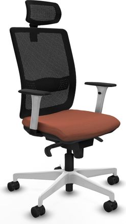 Piqueras y Crespo Ergonomischer Stuhl mit schwarzen und wei&szlig;en Armlehnen, h&ouml;henverstellbare Lendenwirbelst&uuml;tze und h&ouml;henverstellbares Kopfteil, Schwarz / Braun