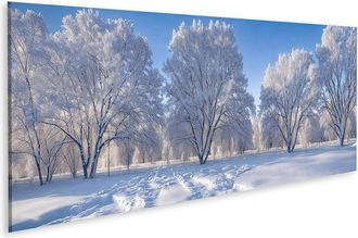 Islandburner Bild auf Leinwand Malersiche Winterlandschaft Panorama Schneebedeckte Landschaften Frostbedeckte Bäume Bilder Wandbilder Poster