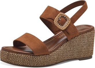 Marco Tozzi Damen Sandalen mit Keilabsatz mit Schnalle Bequem, Braun (Cognac Comb), 37 EU