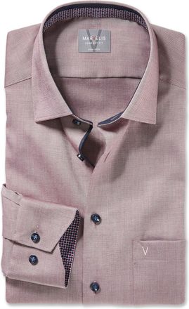 Marvelis Herren Oberhemd Langarm Comfort-Fit,Twill,13 New Kent,dunkelrot 39,43