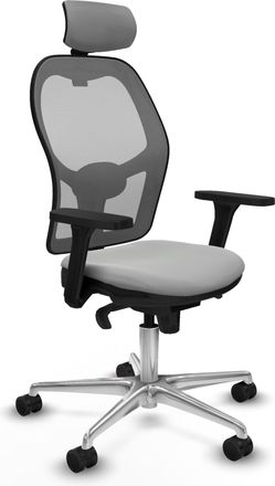 Piqueras y Crespo B&uuml;rostuhl mit 3D-Armen, h&ouml;henverstellbare Lendenwirbelst&uuml;tze und h&ouml;henverstellbares Kopfteil, Grau/Hellgrau