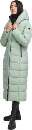 Marikoo Damen Wintermantel (S-5XL) - winddicht, gesteppt, Kapuze, abnehmbarer Teddykragen - N088 - SmokeyMint Gr&ouml;&szlig;e XL - Gr.XL