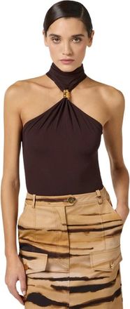 Elisabetta Franchi Femme, Tops, Brun, Taille: 42 FR D&eacute;bardeurs