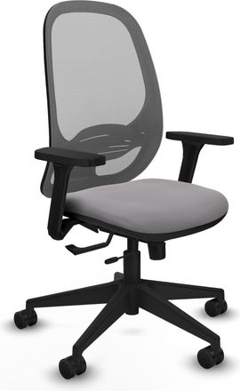 Piqueras y Crespo Stuhl mit verstellbarer Lendenwirbelst&uuml;tze mit 3D-Armlehnen, ausgestattet mit Syncro/Traslack und Schneideschaum, mit Rollen 65 mm, Nylon, Grau/Grau