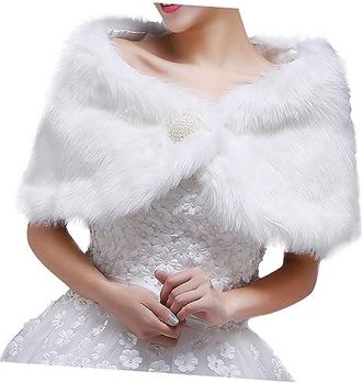 Holibanna Ch&acirc;le Laine Pour Mari&eacute;e &Eacute;tole &Eacute;l&eacute;gante Fausse Pour Hiver Accessoire Chaud Pour C&eacute;r&eacute;monie Et R&eacute;ception Blanc