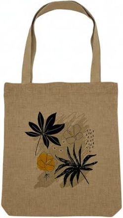 Fabulous Sac Shopping Tote Bag Aspect Lin - Hibiscus Minimaliste dessin Tropical Exotique Jungle - Sac de Courses Toile Epaisse 360g Beige Naturel Cabas Port&eacute; 