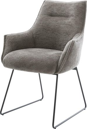 DELIFE Polsterstuhl Alja-Flex mit Armlehnen Kufengestell Schwarz Boucl&eacute; Soft Schlamm Taschenfederkern