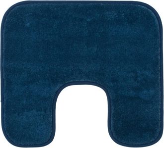 Gözze Premium Rutschfester Badteppich mit Ausschnitt, RIO, 100% Microfaser, Ideal als WC-Vorlage für Standtoilette, 50 x 45 cm - Dunkelblau