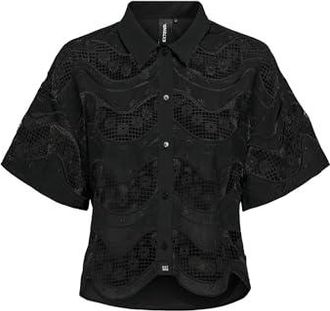 Only Onlsuko Life SS Lace Shirt XT WVN Blouse, Noir, XS Femme