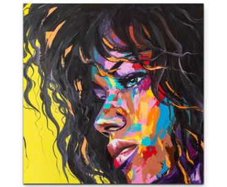 Paul Sinus Art Leinwandbilder | Bilder Leinwand 90x90cm Frau - abstraktes Portrait