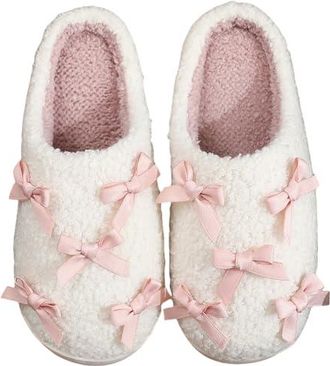 Generic Pantoufles pour femme - Rose - Doublure chaude et moelleuse - Confortable - Pour femme - Hiver, Blanc., 42 EU
