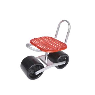 Generic 360&deg; Drehbarer, H&ouml;henverstellbarer Stuhl, Robuster Gartenhocker, Rollbarer Gartenwagen Mit 2 R&auml;dern, for Rasen Und Garten(Red)