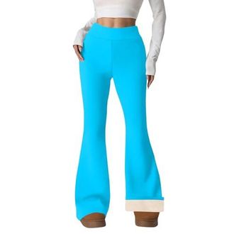 Generic Legging évasé pour femme - Pantalon de yoga thermique en velours épais - Pantalon doublé en polaire extensible - Taille haute - Contrôle du ventre - P