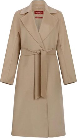 Max Mara Femme, Manteaux, Beige, Taille: 32 FR Cles Wool, Cashmere and Silk Long Coat