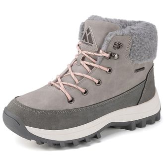 Mishansha Winterstiefel Damen Gefüttert Warm Winterschuhe Rutschfest Outdoor Frauen Schneestiefel für Trekking und Alltag Grau EU 42