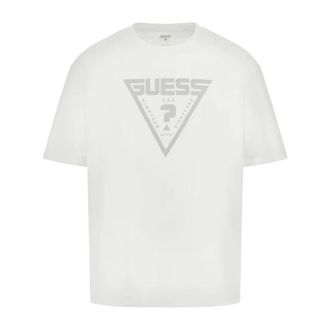 Guess T-shirt en coton avec logo triangle - Homme - Tops - Blanc - Taille: 2XL